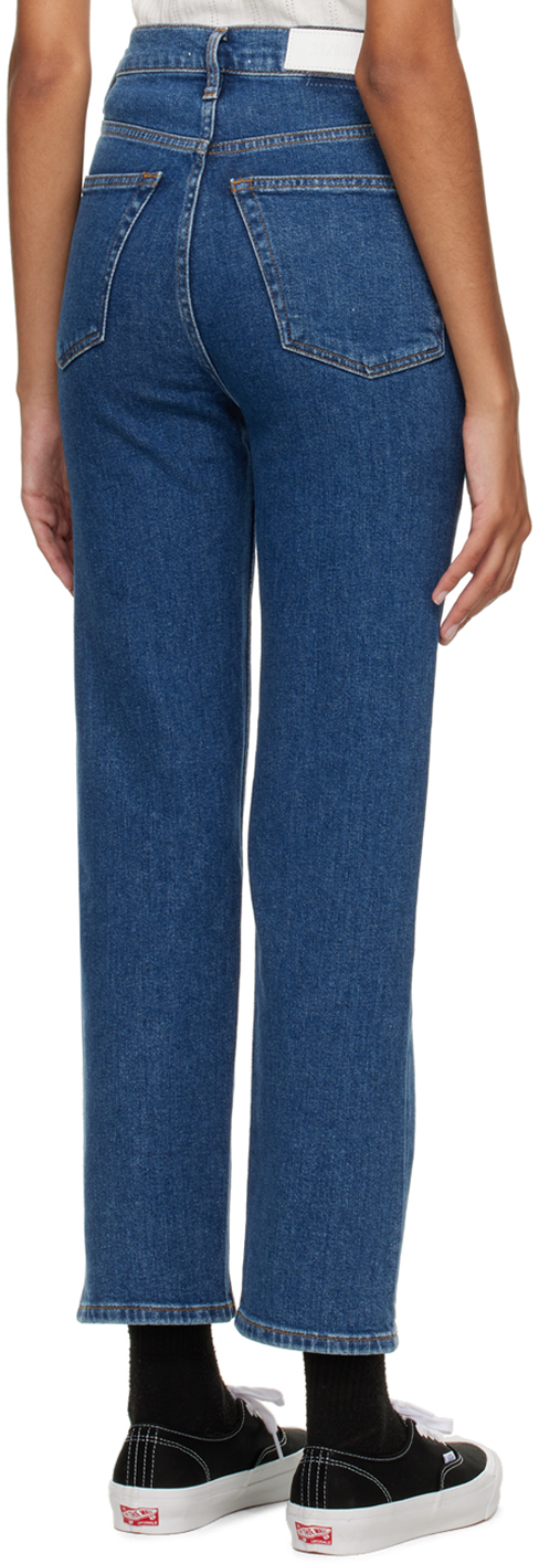Re/Done Navy Ultra High Rise Stove Pipe Jeans Re/Done