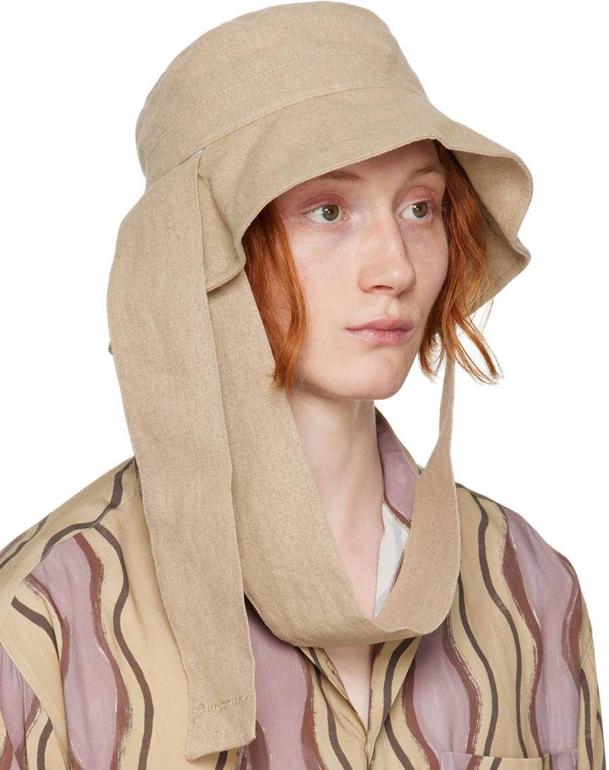 Jacquemus Beige Le Raphia 'Le Bob Bando' Bucket Hat Jacquemus