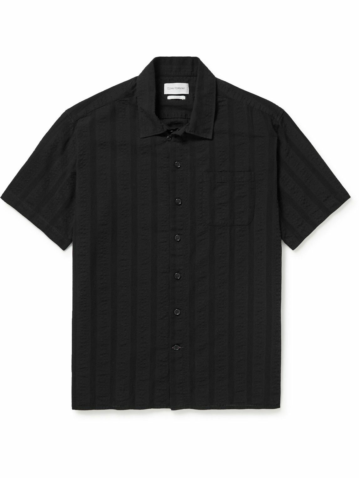 Oliver Spencer - Riviera Organic Cotton-Seersucker Shirt - Black Oliver ...