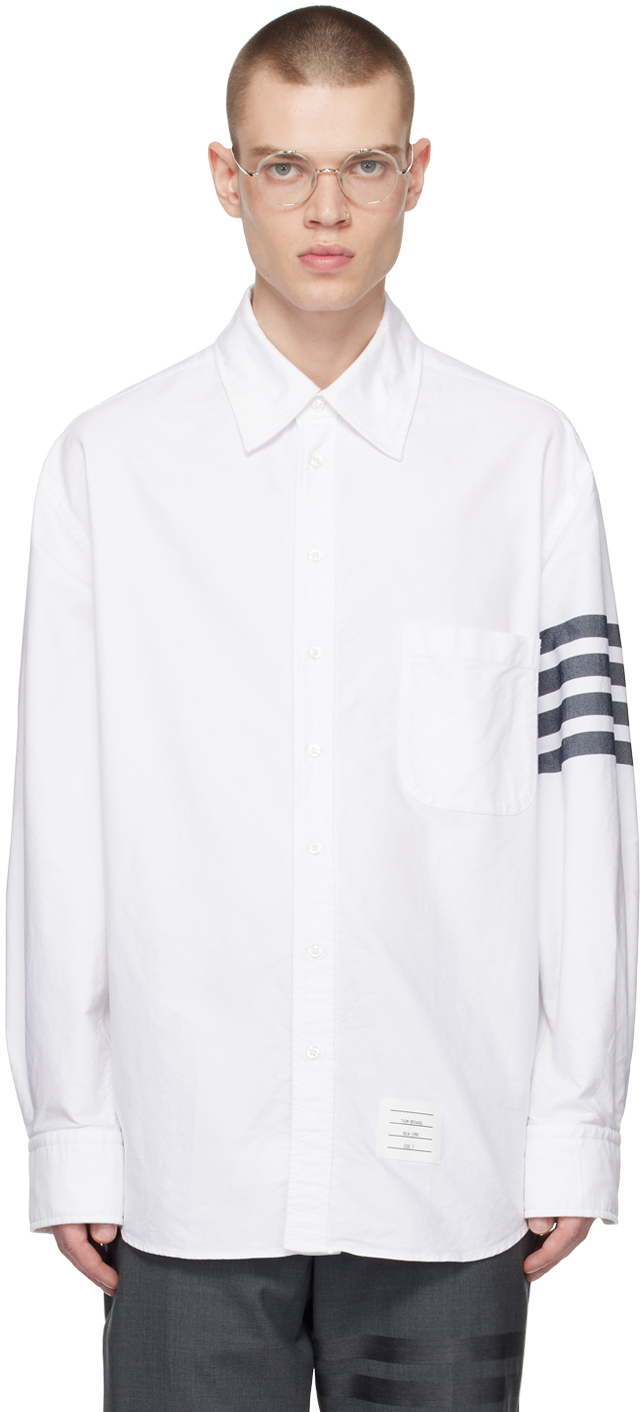 Thom Browne White 4-Bar Shirt Thom Browne