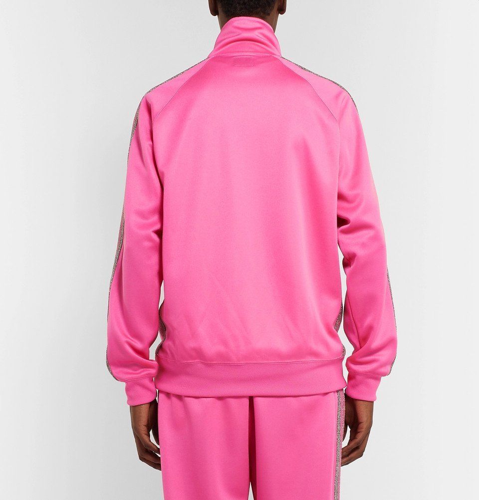 Needles - Glittered Webbing-Trimmed Tech-Jersey Track Jacket - Pink Needles