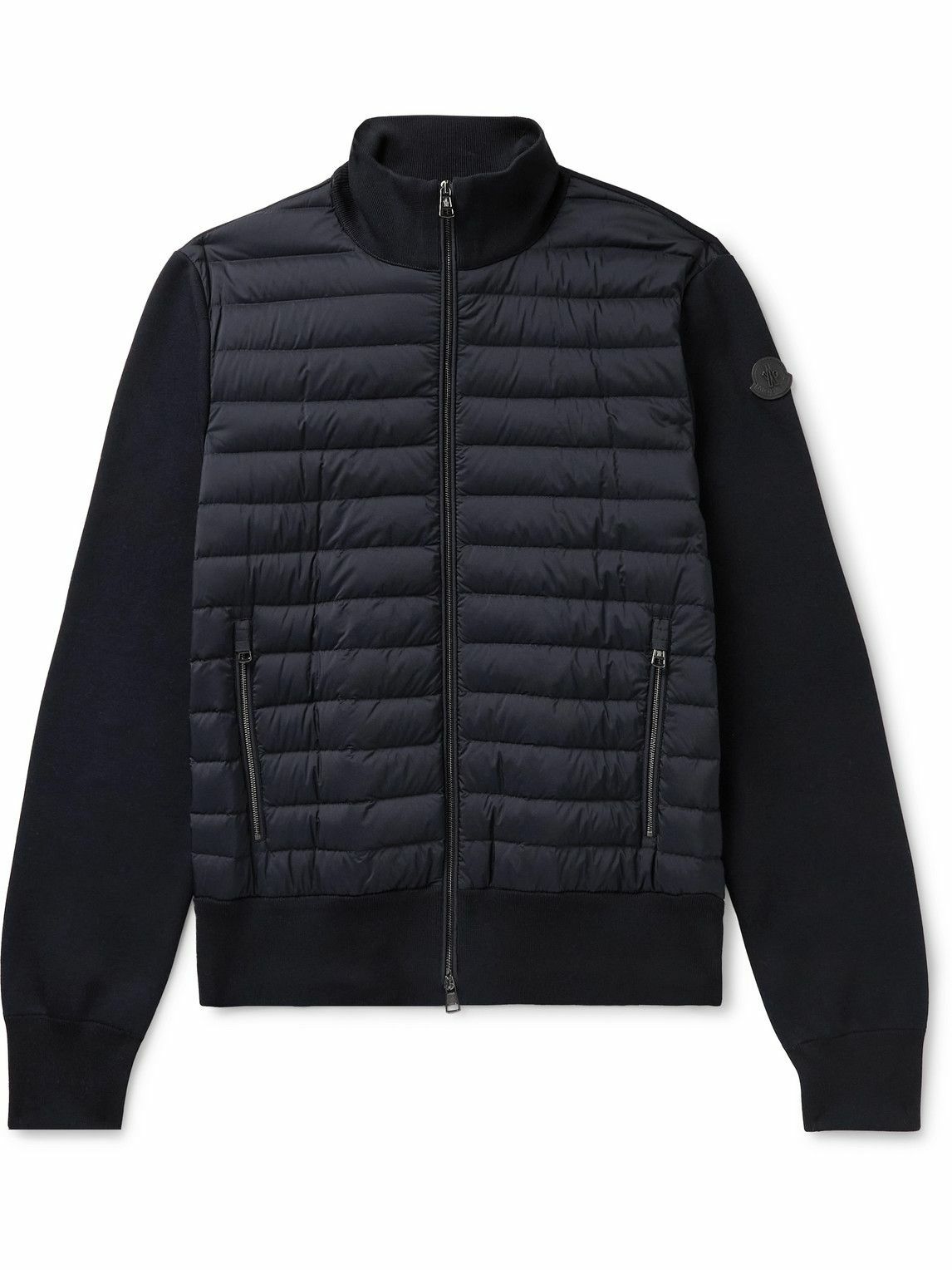Moncler - Logo-Appliquéd Quilted Shell and Cotton-Blend Zip-Up Cardigan ...