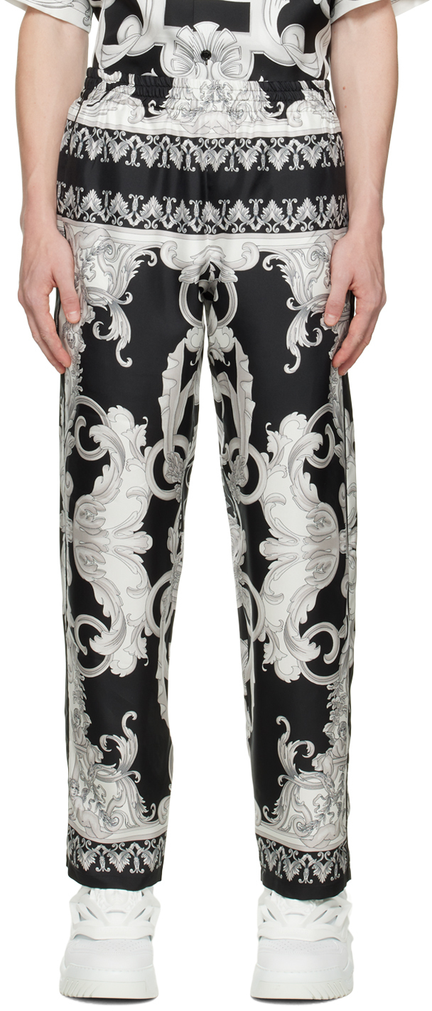 Versace Underwear Black & White Baroque Lounge Pants Versace Underwear