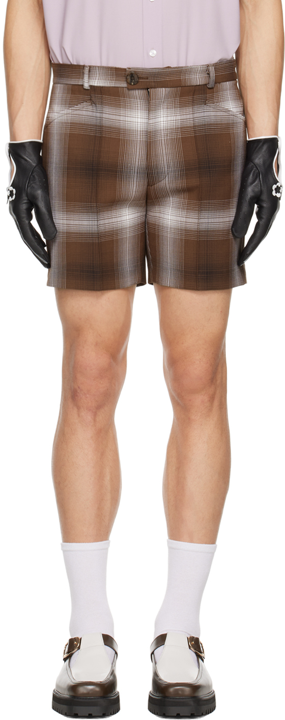 Ernest W. Baker Brown Check Shorts Ernest W. Baker