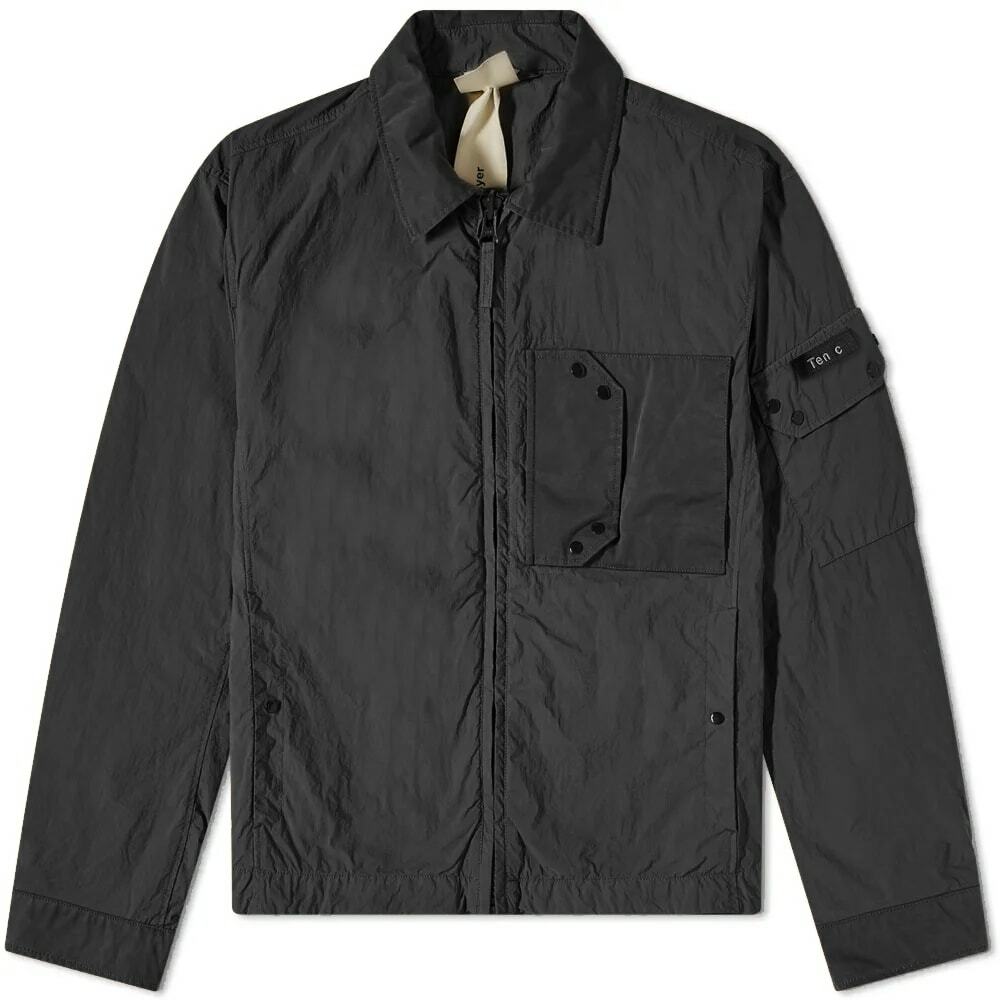 Ten C Men's Mid Technical Shirt Jacket in Black Ten C