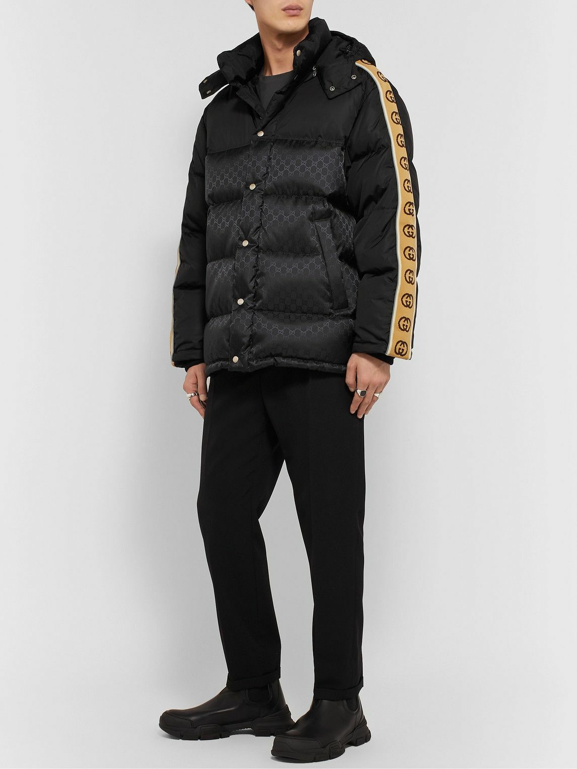 GUCCI - Logo-Jacquard Webbing-Trimmed Quilted Shell Hooded Down Jacket ...