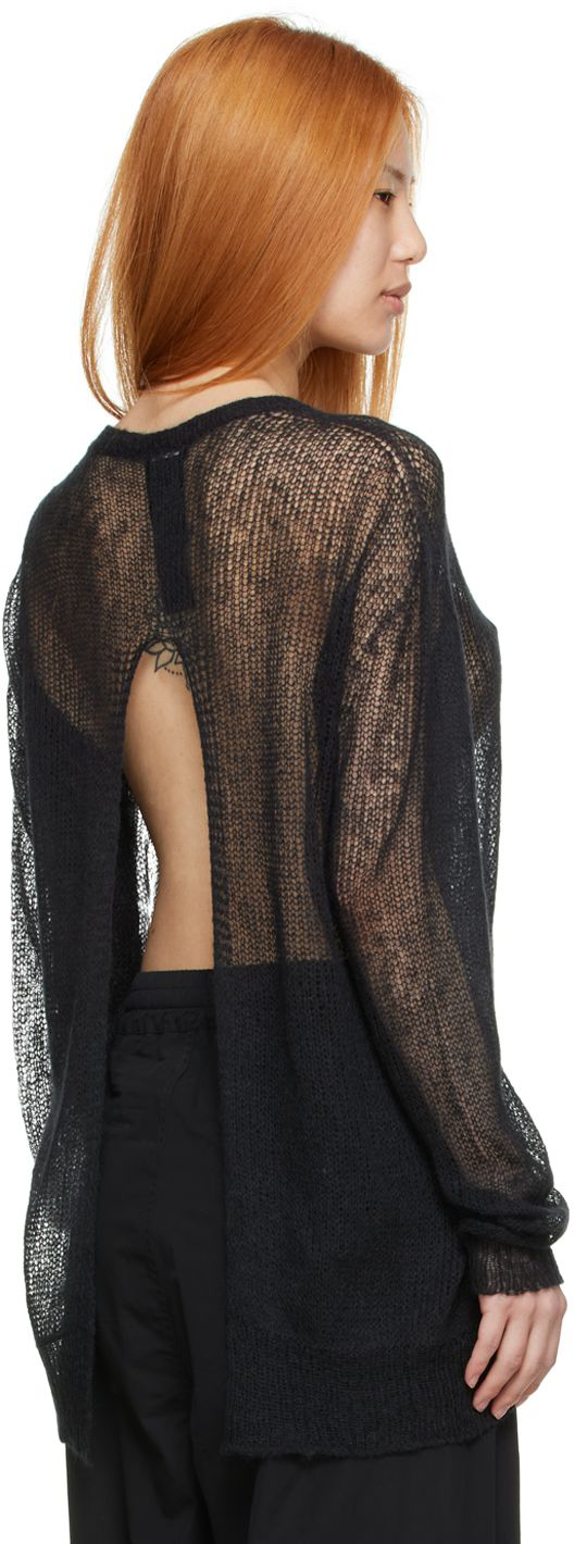 Ann Demeulemeester Black Nylon Sweater Ann Demeulemeester