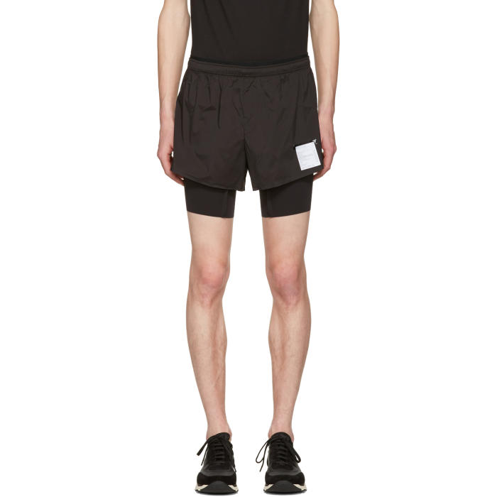 Satisfy Black Layered Long Distance Shorts Satisfy