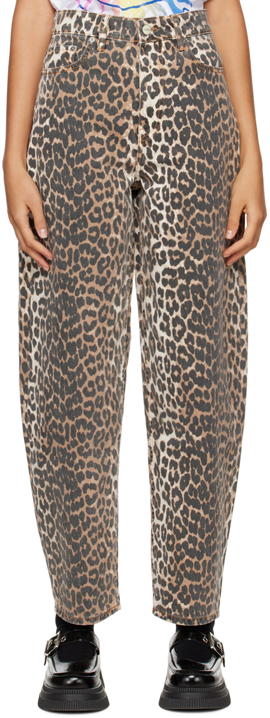 GANNI Brown Leopard Jeans GANNI