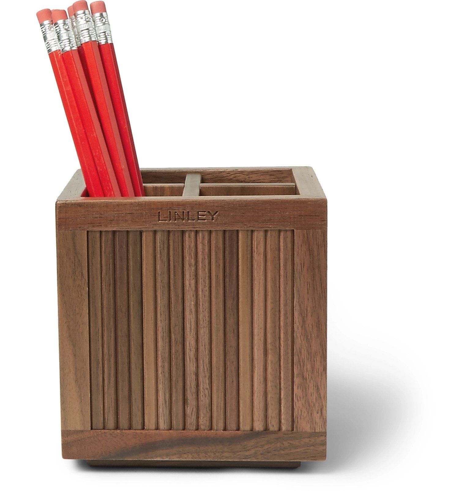 Linley - Tambour Walnut Pencil Pot - Brown Linley
