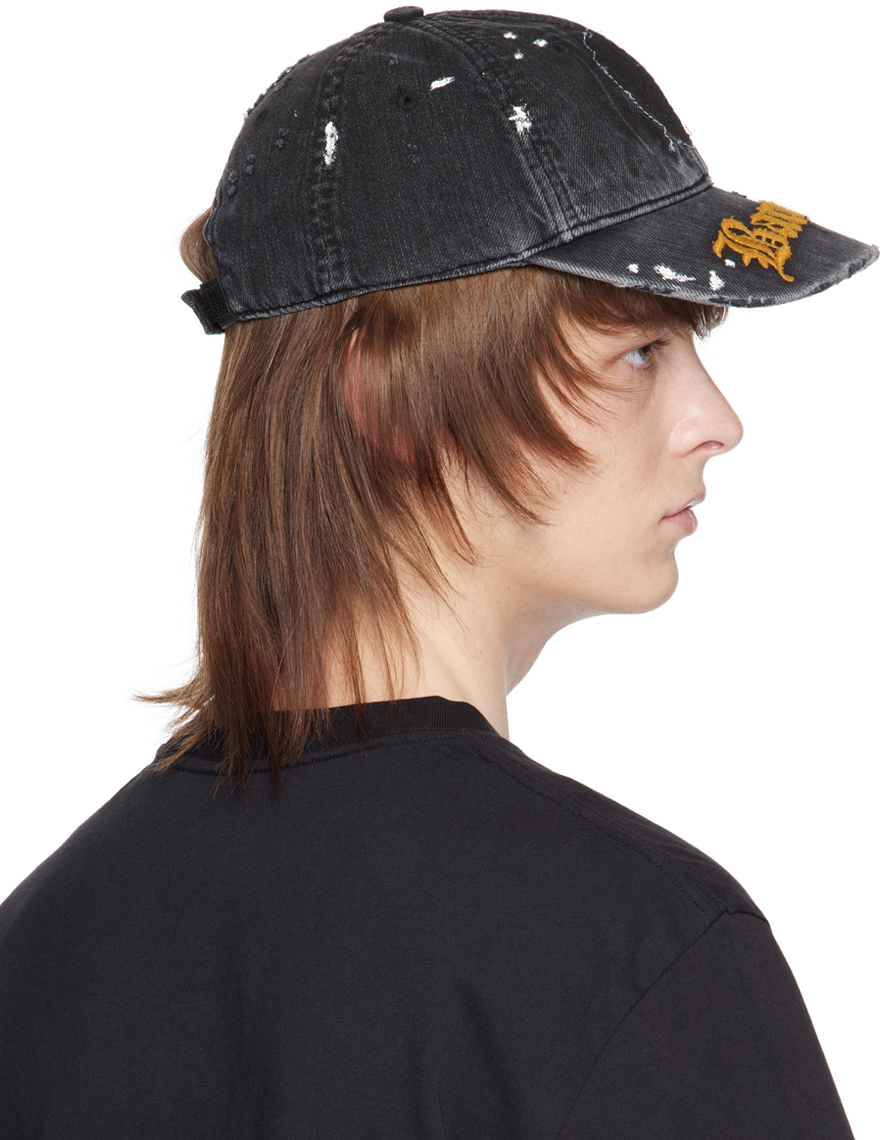 Martine Rose Black Distressed Denim Cap Martine Rose