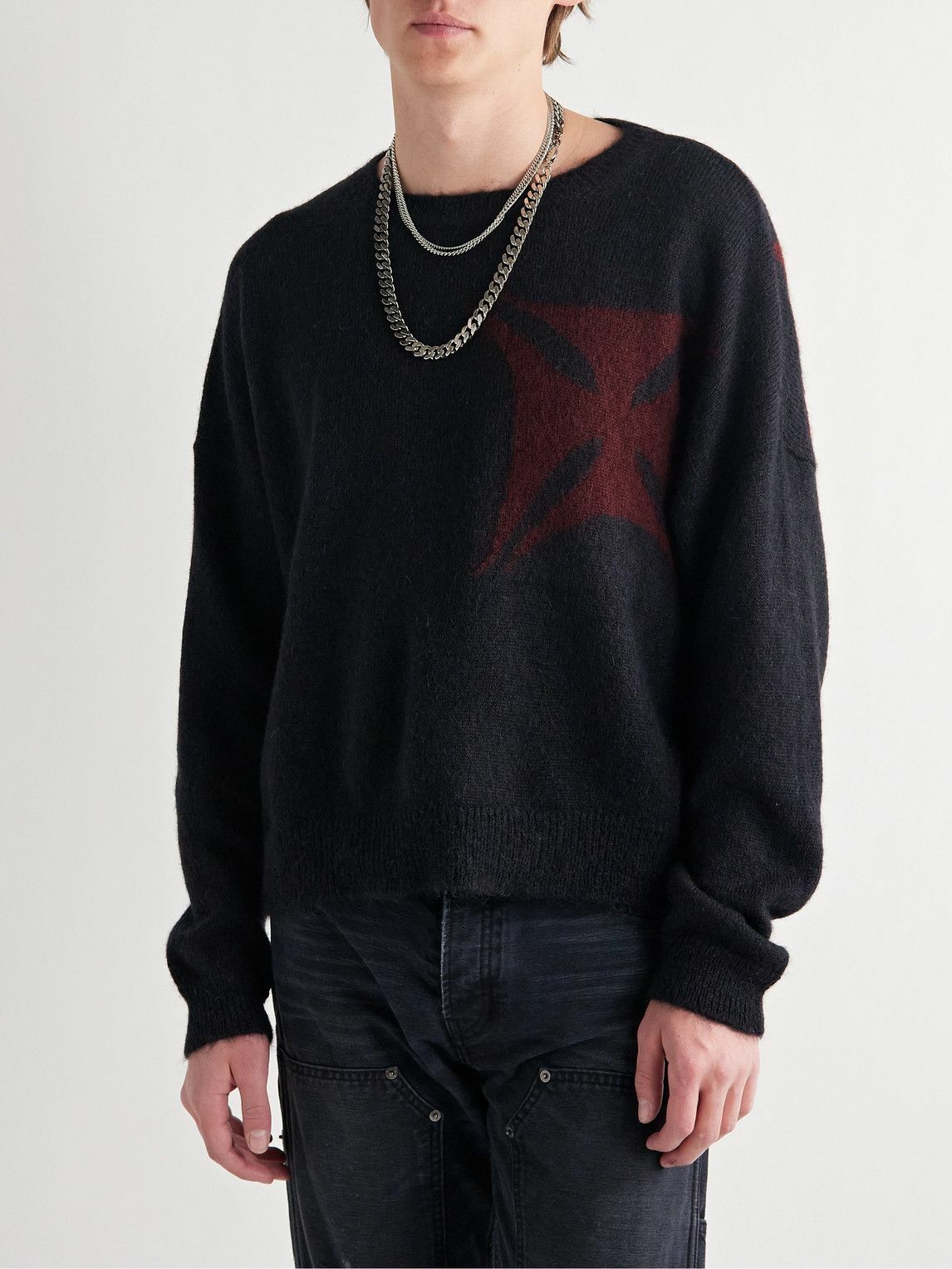 Enfants Riches Déprimés - Intarsia-Knit Mohair Sweater - Black Enfants ...