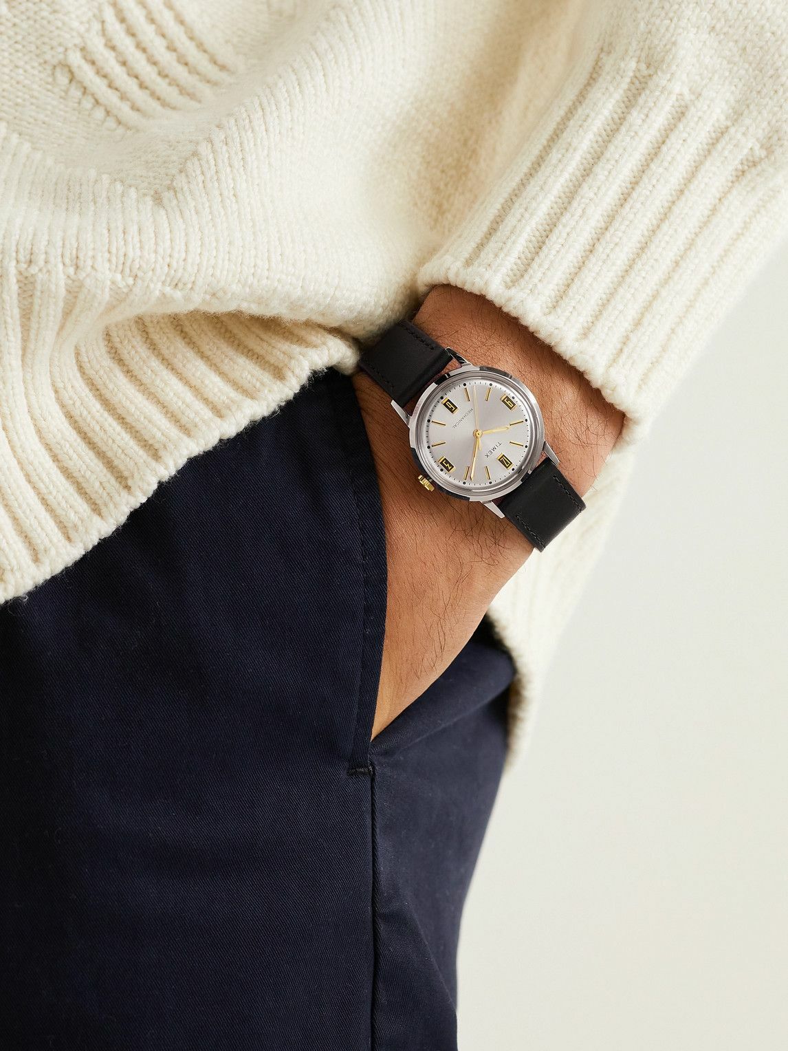 Timex - Marlin Hand-Wound 34mm Stainless Steel and Leather Watch Timex