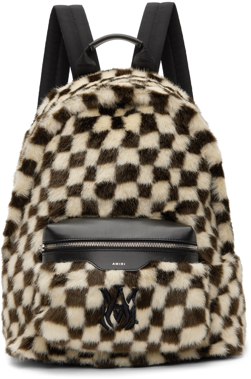AMIRI Brown & Beige Check Backpack Amiri