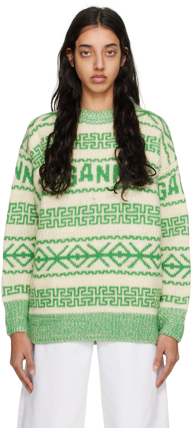 GANNI Green Jacquard Sweater GANNI