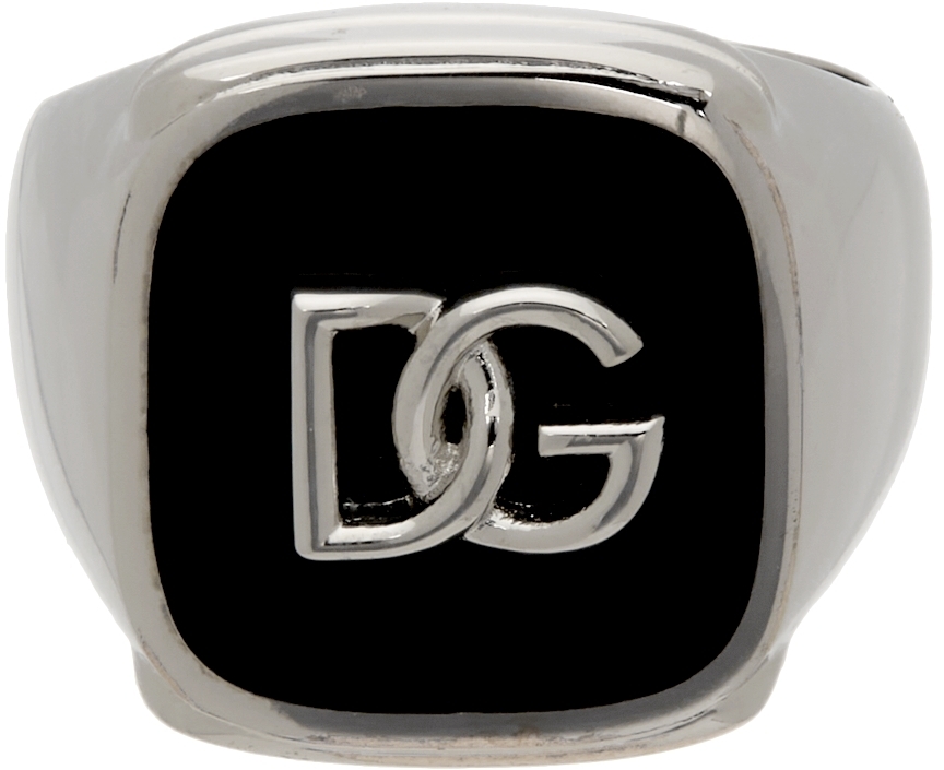 Dolce & Gabbana Silver Logo Signet Ring Dolce & Gabbana