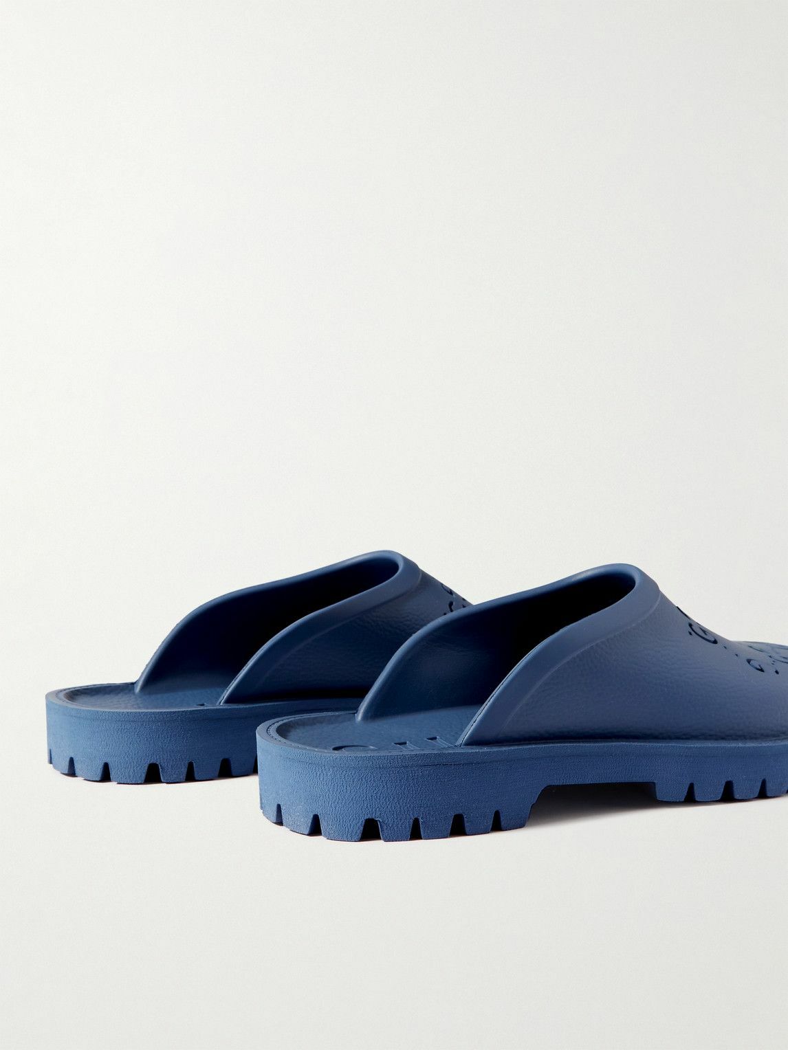 GUCCI - Logo-Perforated Rubber Clogs - Blue Gucci