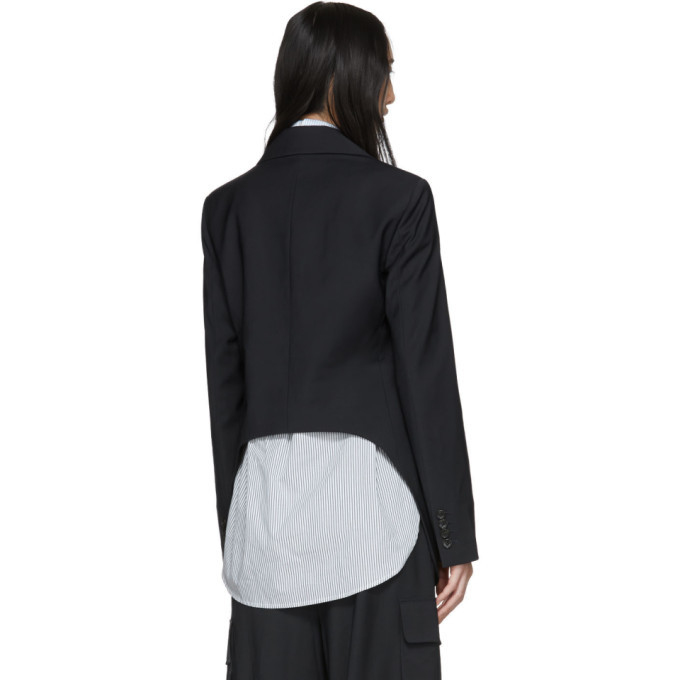 Tibi Navy Wool Double-Breasted Blazer Tibi