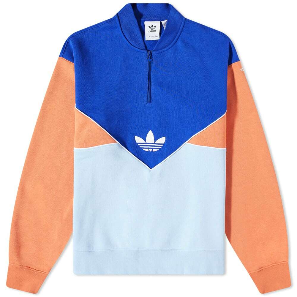 Adidas Men's Classic Half Zip Crew Sweat in Semi Lucid Blue/Clear Sky ...