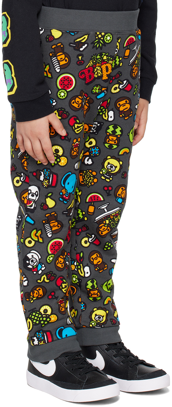BAPE Kids Gray Baby Milo Mixed Fruit Sweatpants A Bathing Ape