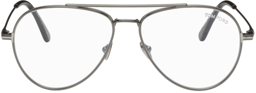 TOM FORD Gunmetal Aviator Blue-Block Glasses TOM FORD