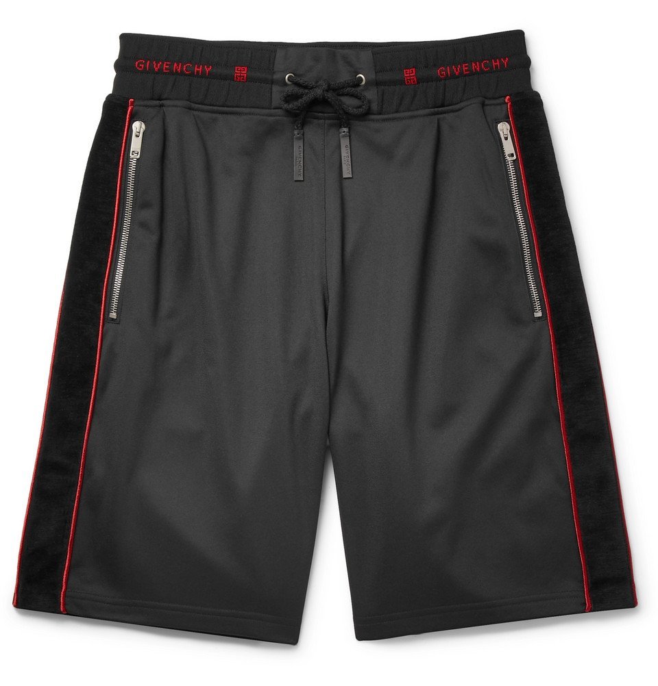 Givenchy - Logo-Trimmed Fleece-Back Jersey Drawstring Shorts - Black ...
