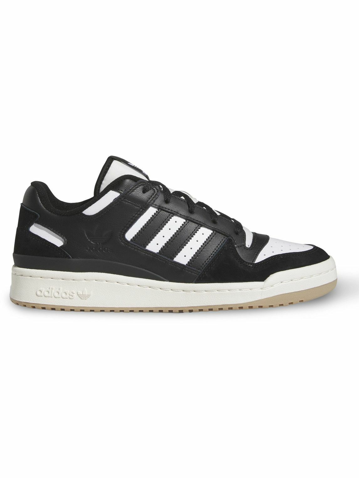 adidas Originals - Forum Low Suede-Trimmed Leather Sneakers - Black ...