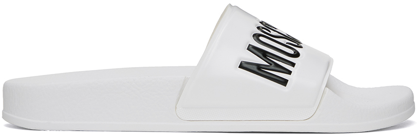Moschino White Pool Slides Moschino