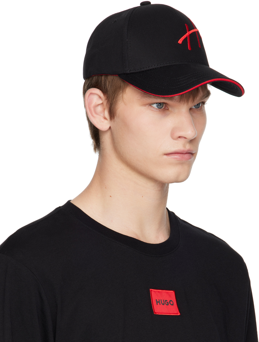 Hugo Black Handwritten Embroidery Cap Hugo Boss