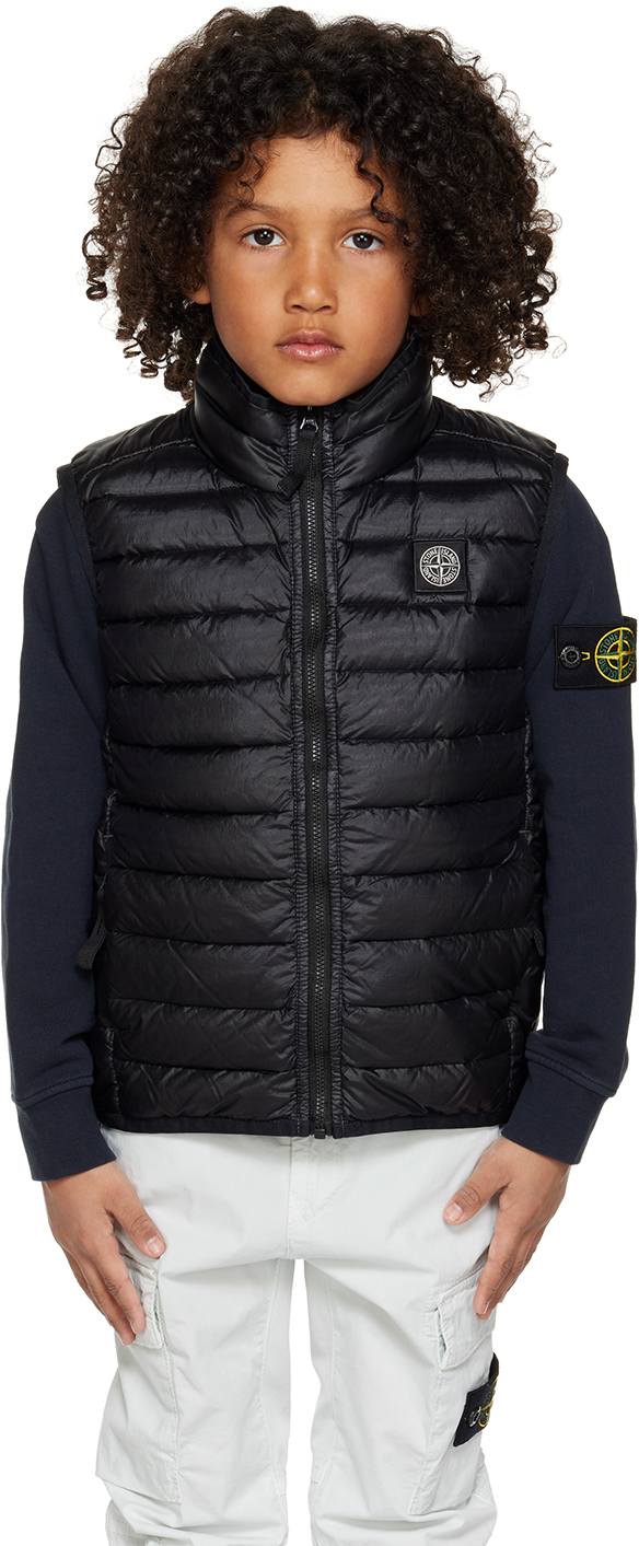 Stone Island Junior Kids Black Quilted Down Vest Stone Island Junior