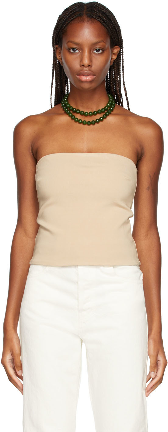 Esse Studios Beige Strapless Top Esse Studios