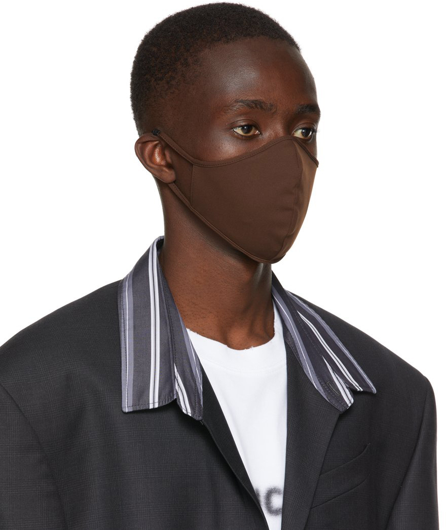 Balenciaga Brown Nylon Logo Mask Balenciaga