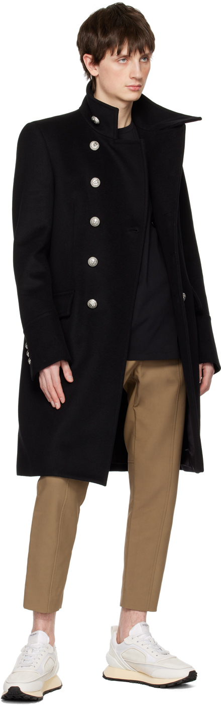 Balmain Black Military-Style Coat Balmain