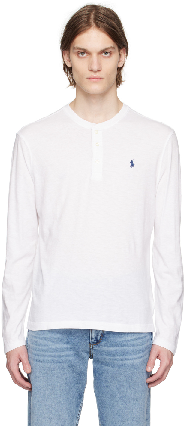 Polo Ralph Lauren White Slub Henley Polo Ralph Lauren