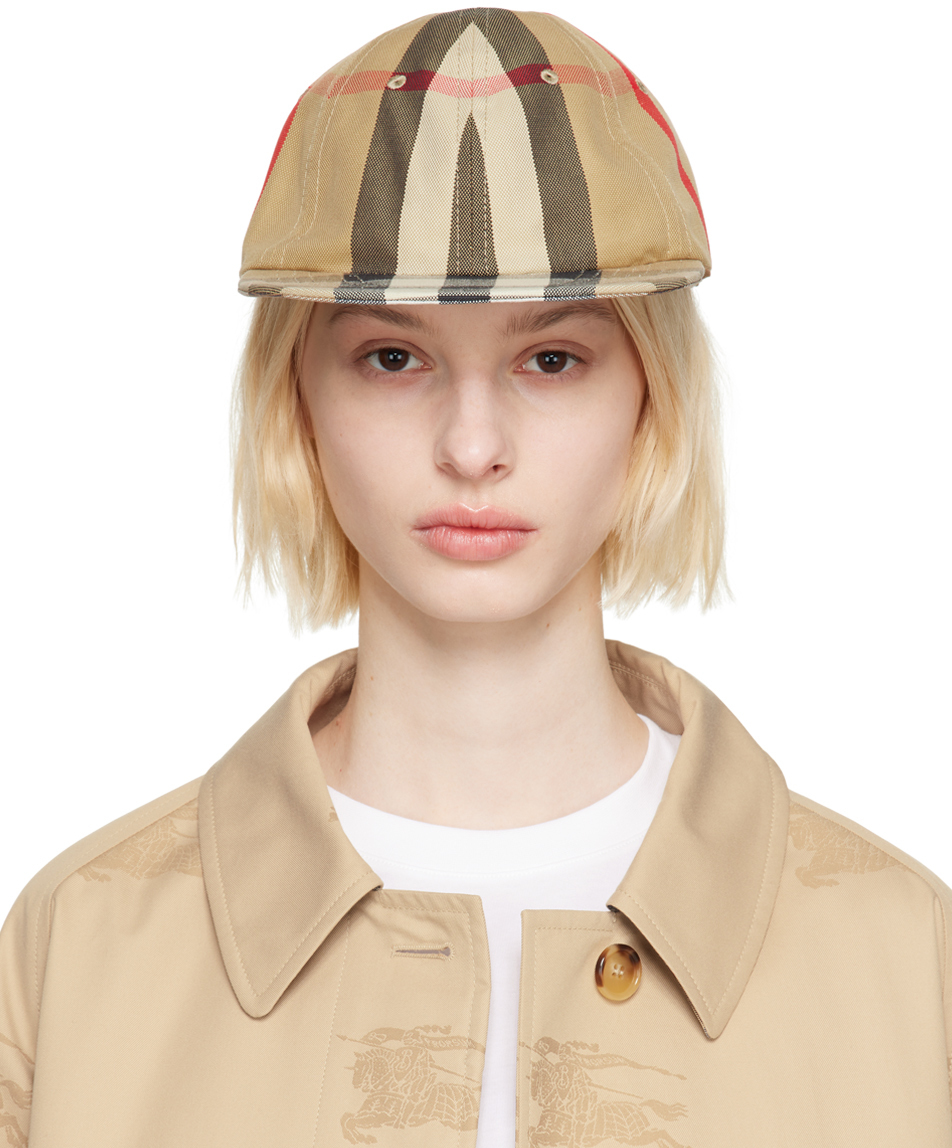 Burberry Reversible Beige Check Flap Cap Burberry
