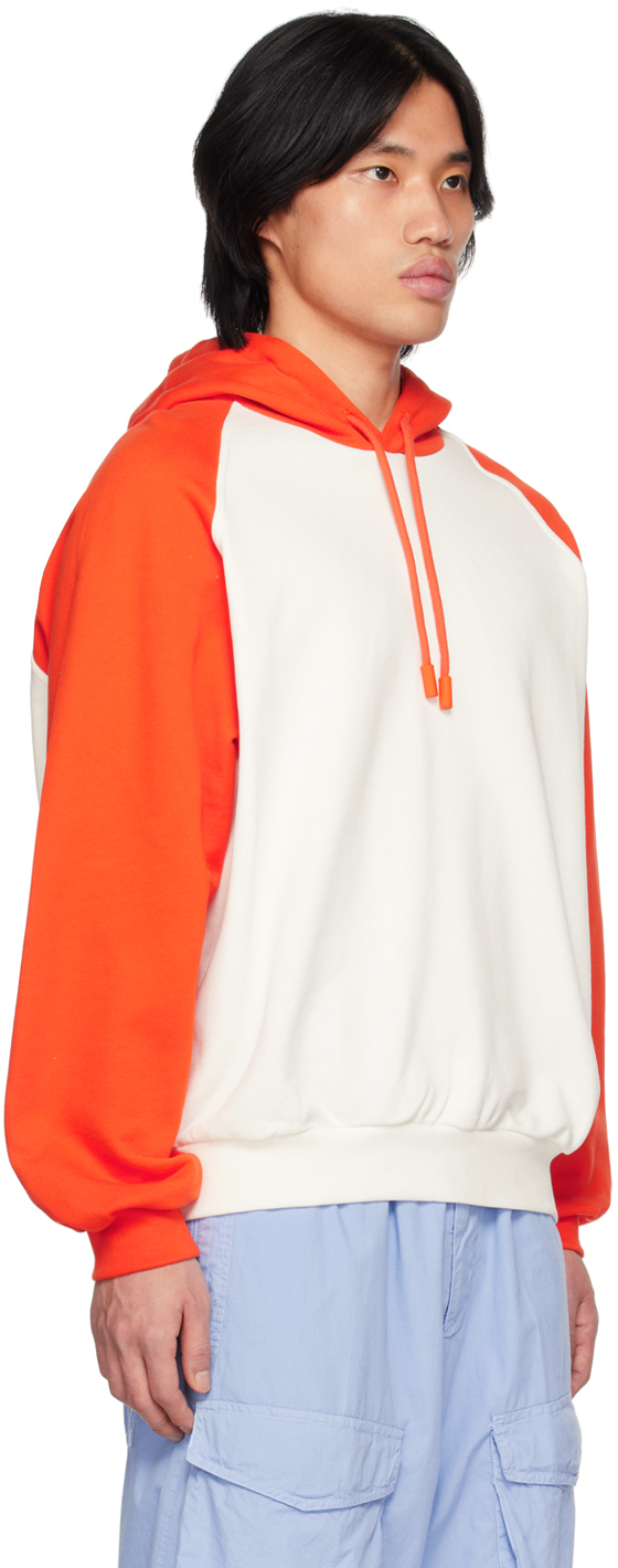 SUNNEI White & Orange Raglan Hoodie Sunnei