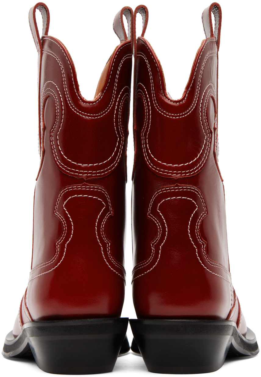 GANNI Burgundy Western Boots GANNI