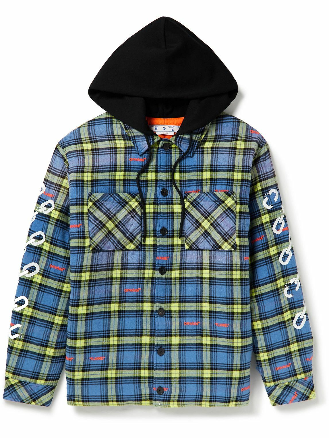 Off-White - Jersey-Trimmed Quilted Checked Cotton-Flannel Overshirt ...