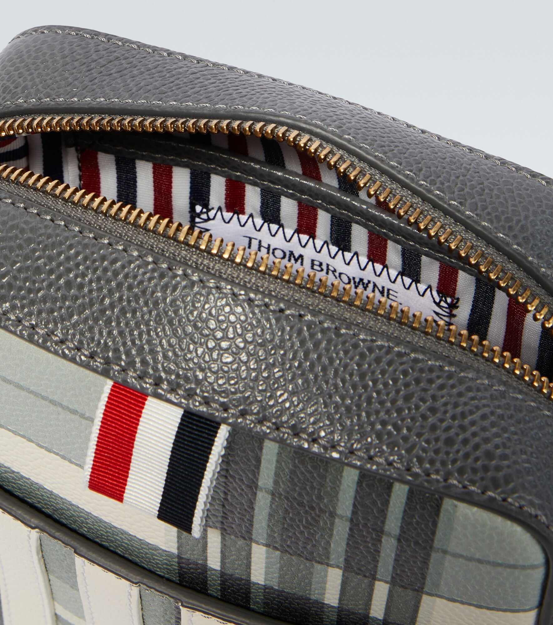 Thom Browne - 4-Bar checked leather crossbody bag Thom Browne