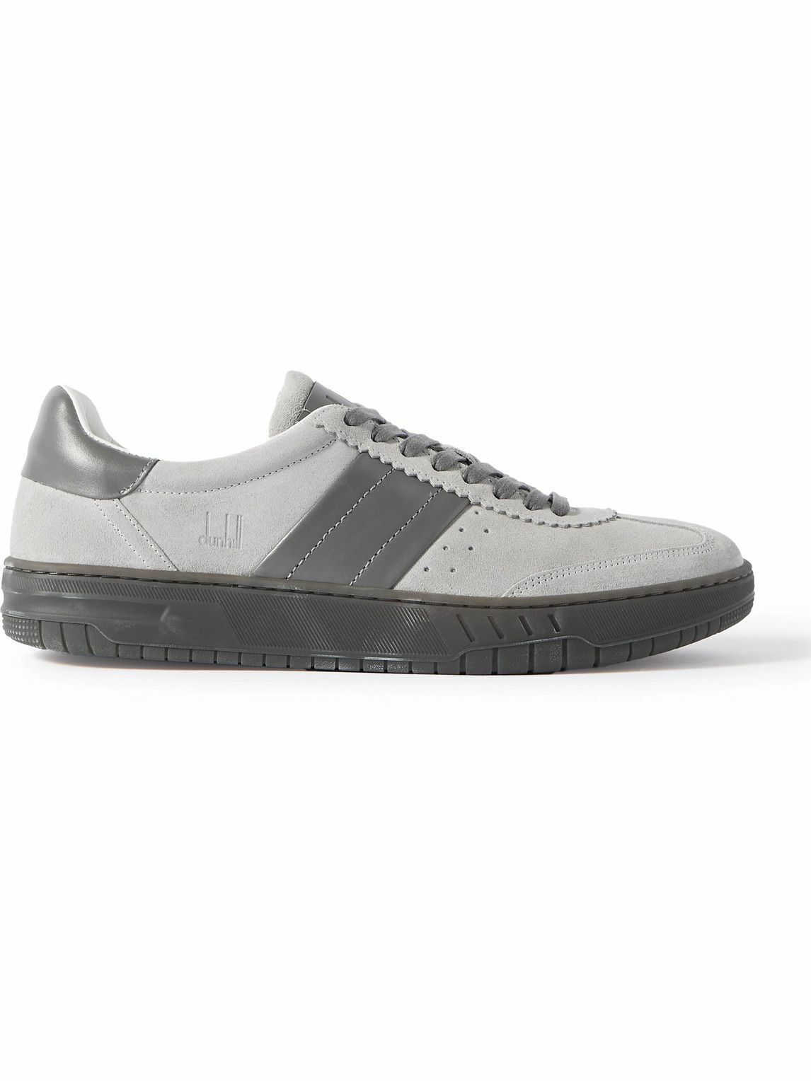 Dunhill - Legacy Runner Leather-Trimmed Suede Sneakers - Gray Dunhill