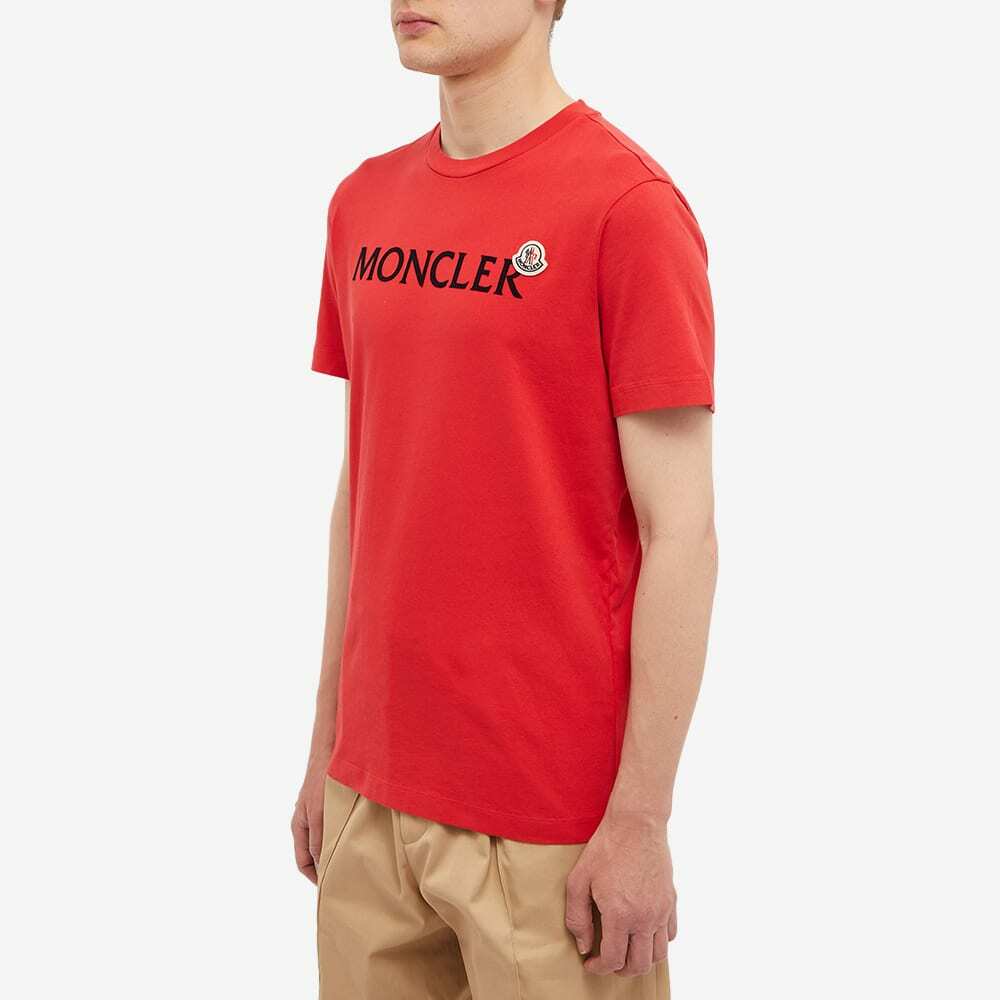 Moncler Men's Text Logo T-Shirt in Red Moncler