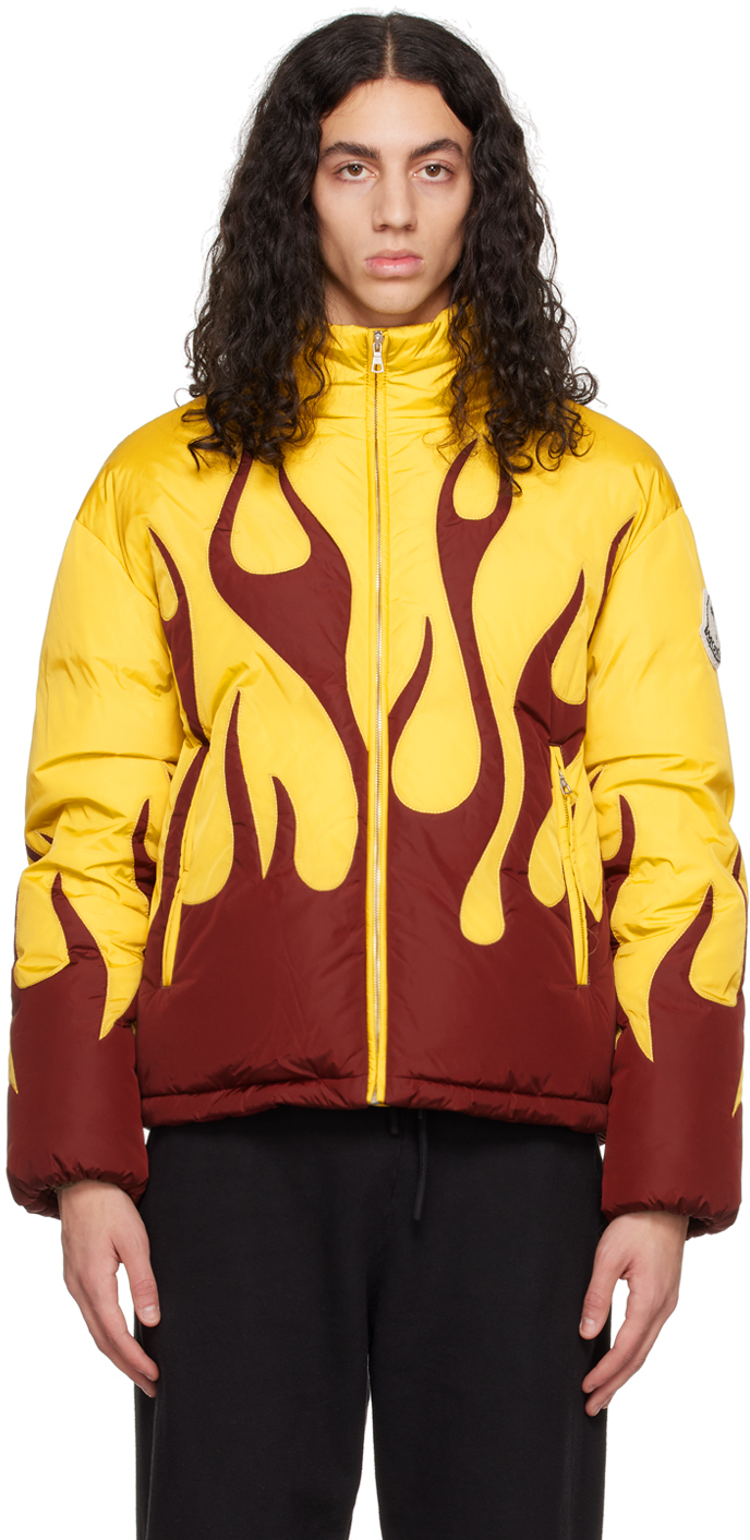 Moncler Genius 8 Moncler Palm Angels Yellow & Red Flame Down Jacket ...