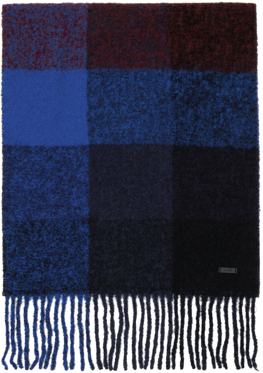 BOSS Blue Check Scarf BOSS