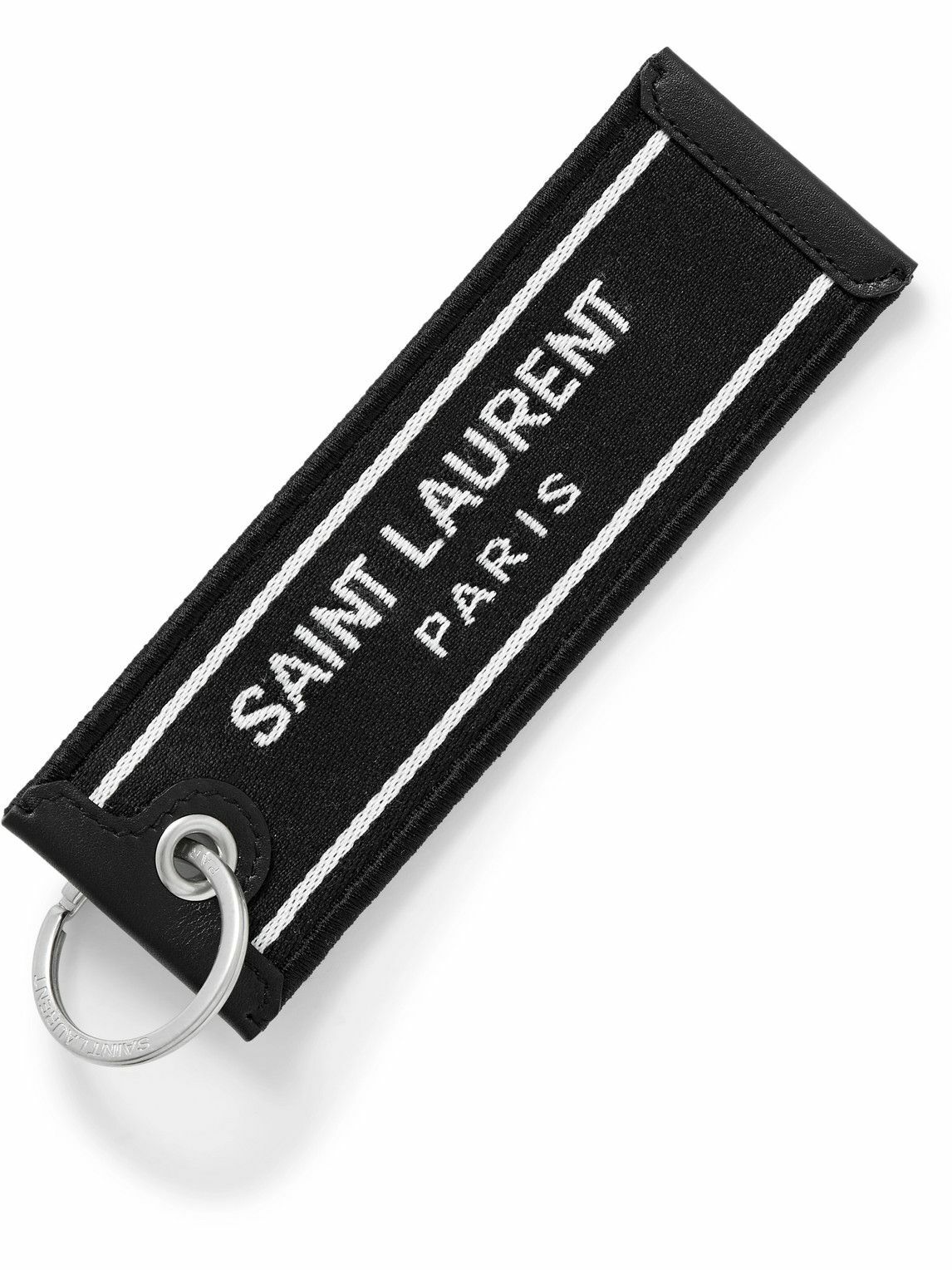 SAINT LAURENT - Leather-Trimmed Logo-Jacquard Canvas and Silver-Tone ...