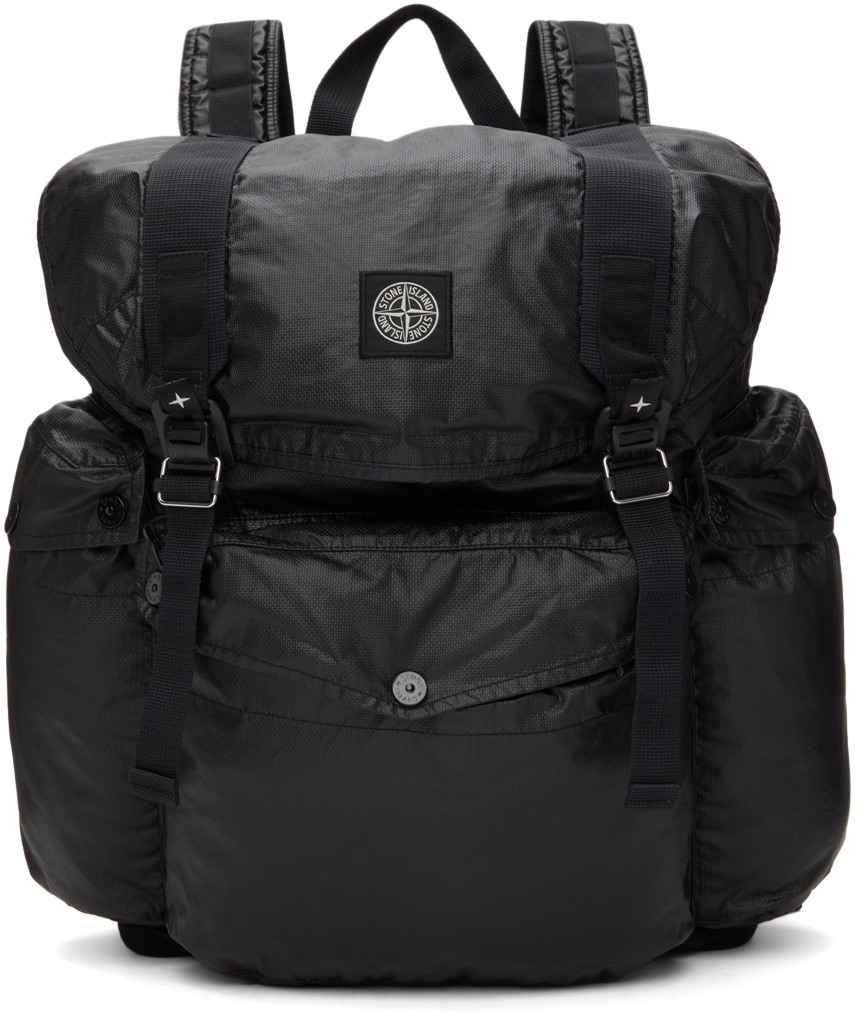 Stone Island Black Canvas Backpack Stone Island