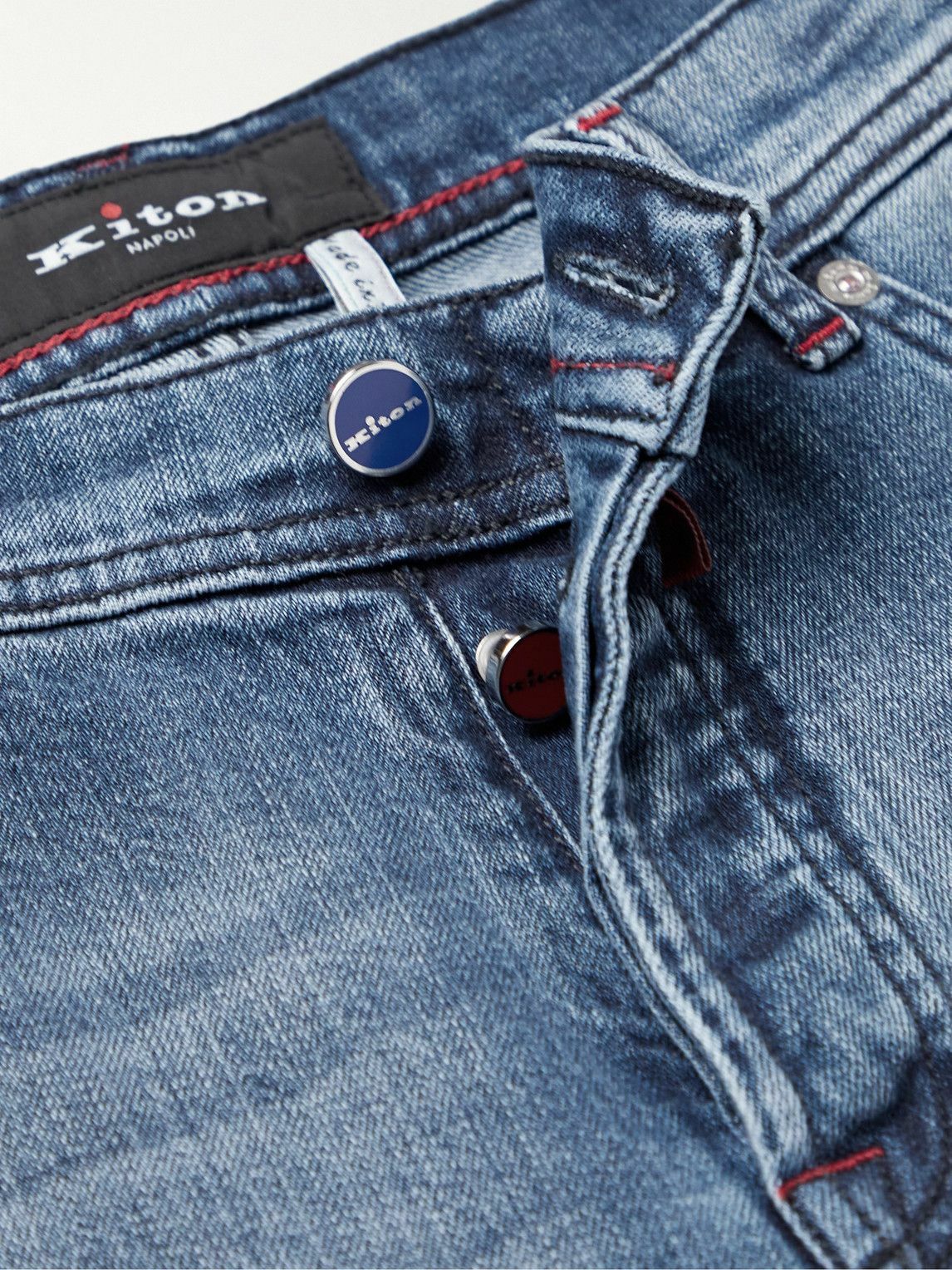 Kiton - Slim-Fit Straight-Leg Selvedge Jeans - Blue Kiton