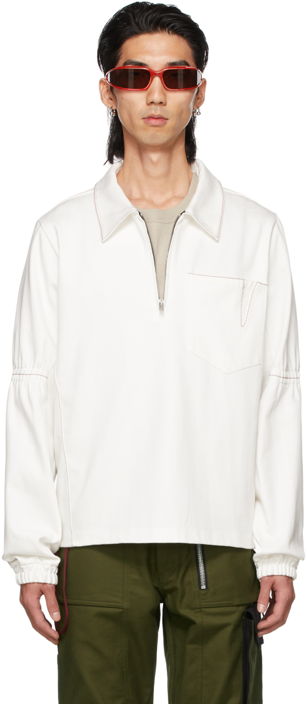 ADYAR SSENSE Exclusive White Denim Zip-Up Pullover ADYAR
