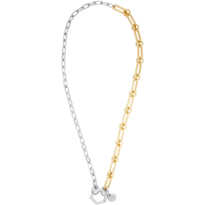 Givenchy Gold and Silver Hexagon Hook Chain Necklace Givenchy
