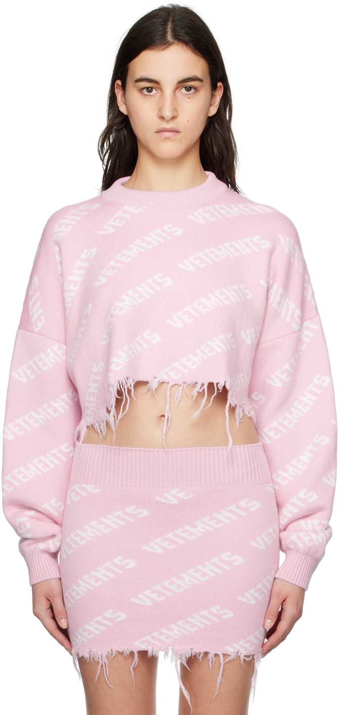 VETEMENTS Pink Cropped Sweater Vetements