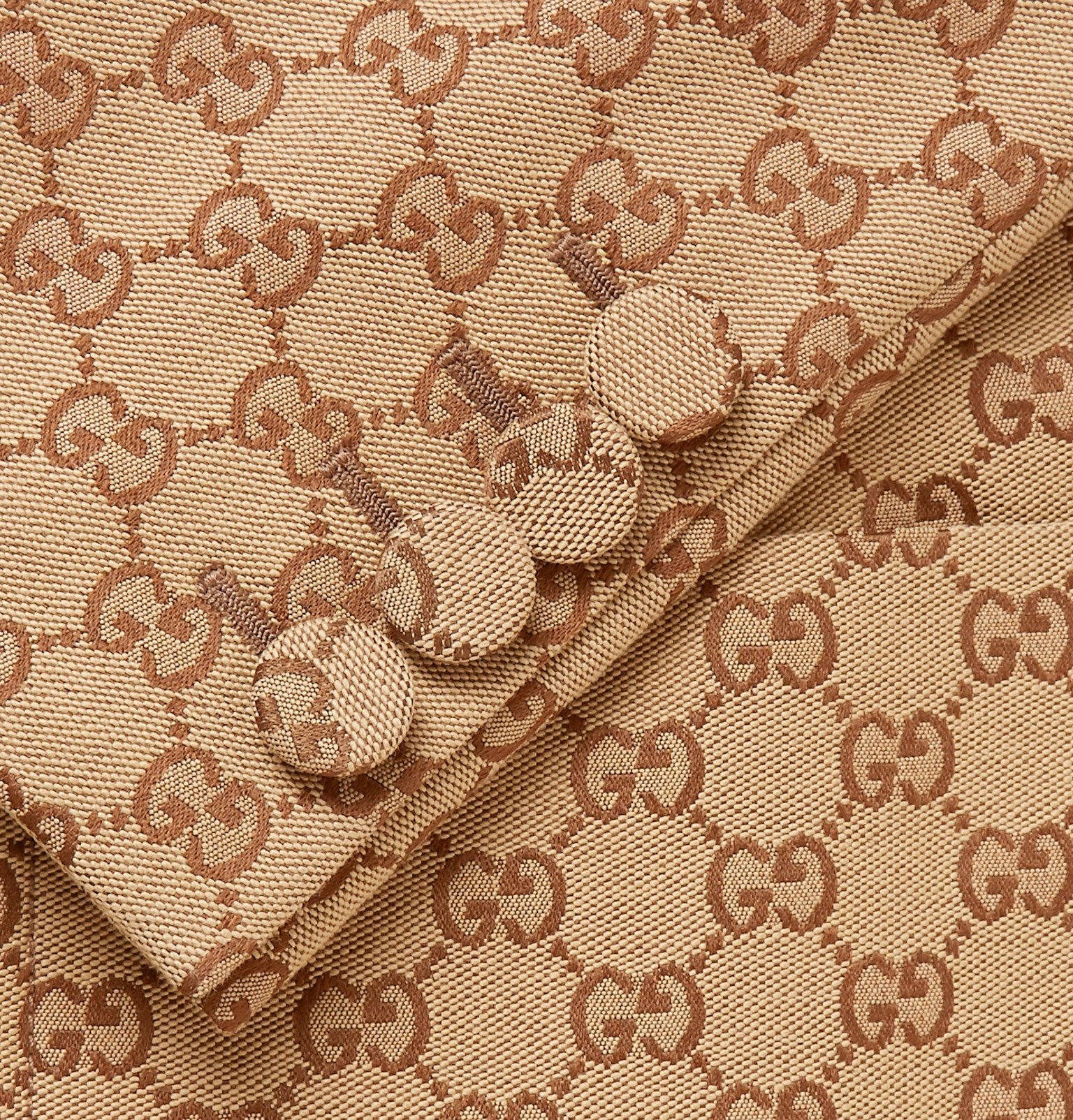 Gucci - Beige Slim-Fit Logo-Jacquard Cotton-Blend Suit Jacket - Brown Gucci